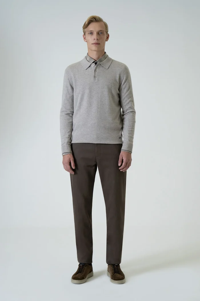 Beige Cashmere Blend Polo Neck Knitwear – CLIMBER 2026 Spring Summer ...